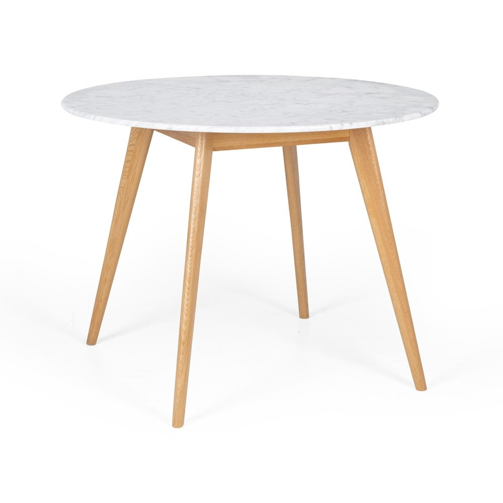 Radius 1m Marble Table Oak Leg | SuperPrice Furniture