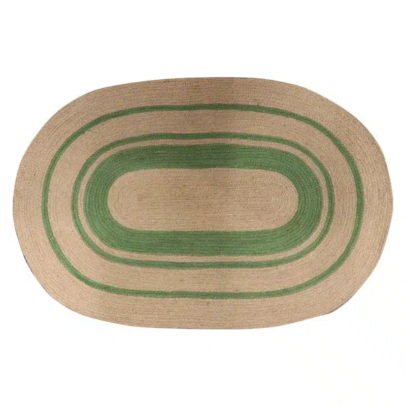 Jute Oval Door Mat- Natural/Green | SuperPrice Furniture