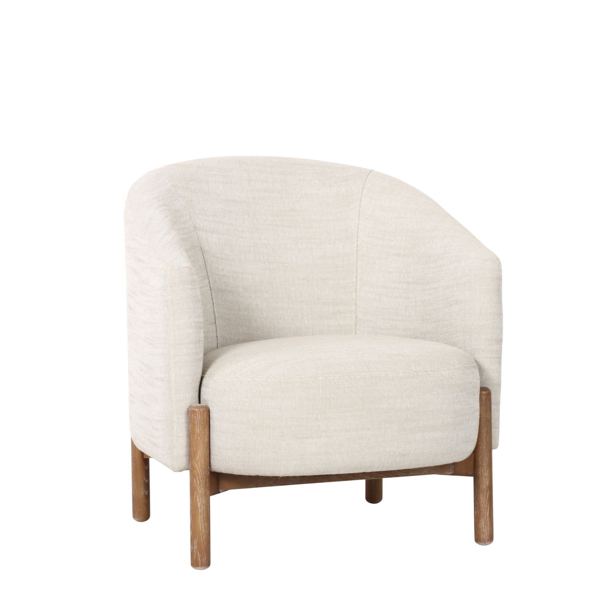 Memphis Tub Chair Fabric Cream with Oak Leg | SuperPrice Furniture