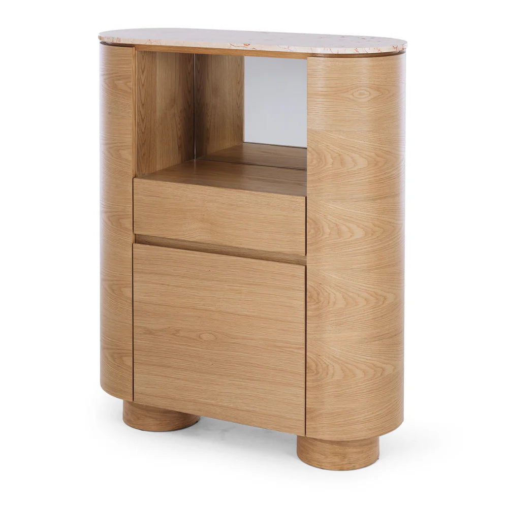 Akita Natural Oak Bar Cabinet (Turkish Rose Top) | SuperPrice Furniture