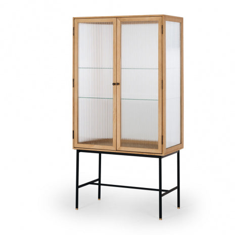 Kobe Highboard (Natural Oak) Fluted Glass | SuperPrice Furniture